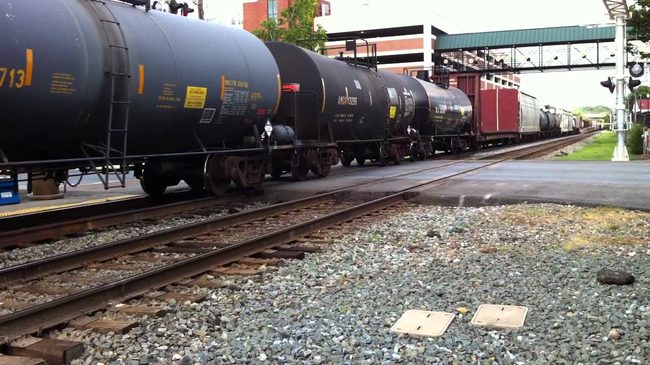 Train crossing at Old Town Gaithersburg Train Station Aug 2011 - YouTube
