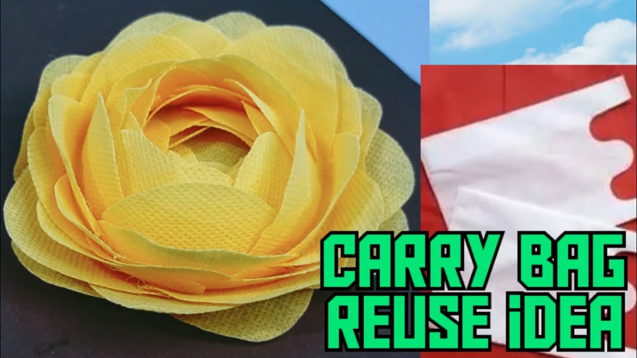 DIY Carry bag reuse idea | Best out of waste | DIY Carry bag flower ...
