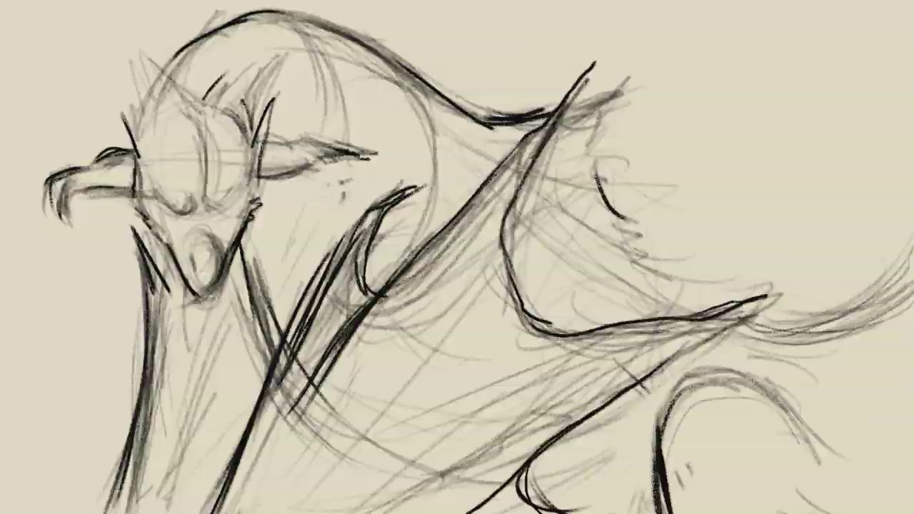 Wyvern animation rough pencil test - YouTube