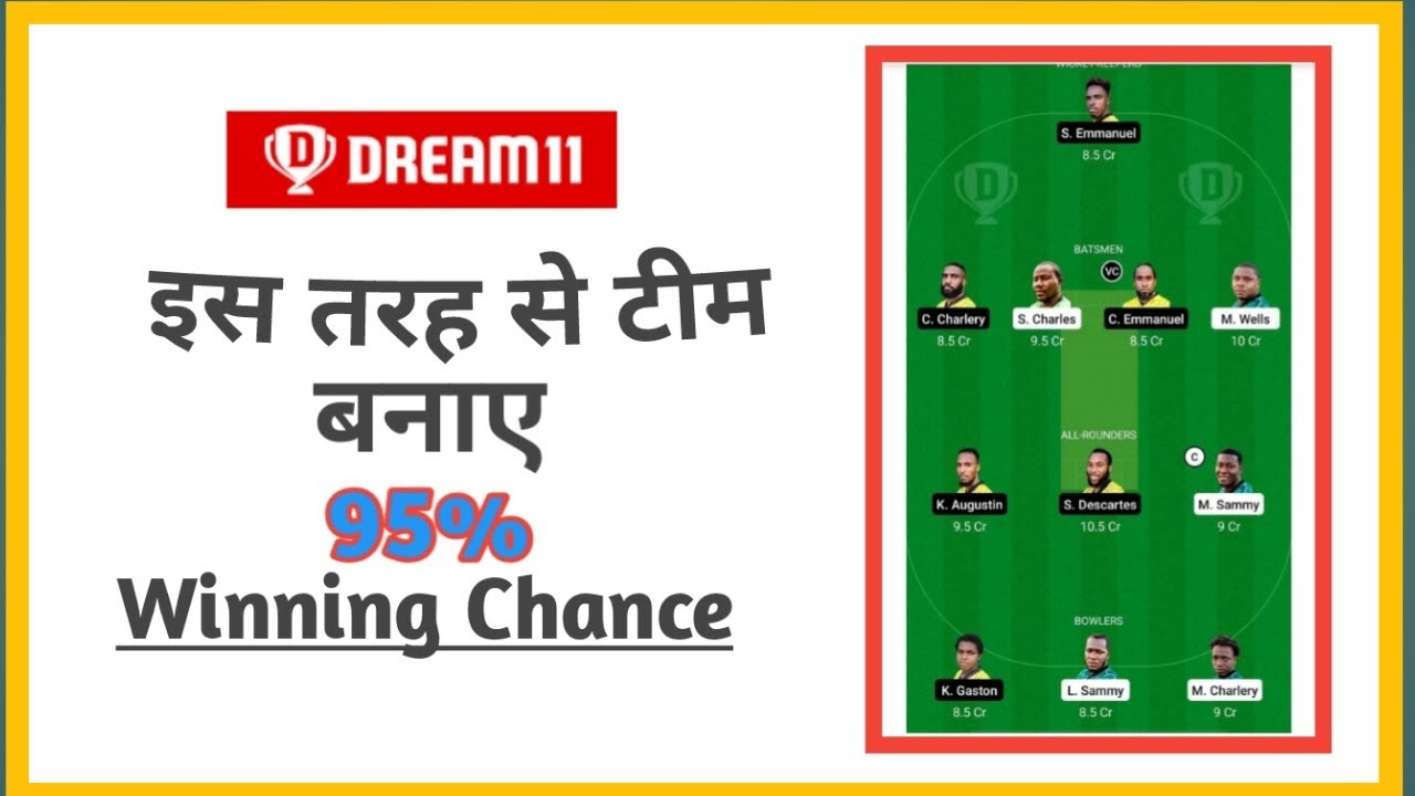 इस तरह। से बनाओ dream 11 team// 95% winning chance // how to create a ...