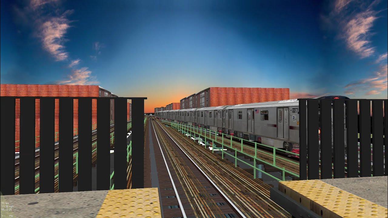 OpenBVE Quickie R142 (4) train at Burnside Av - YouTube