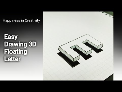 How to Draw 3d Floating Letter E | Easy 3d Illusion Drawing for ...
