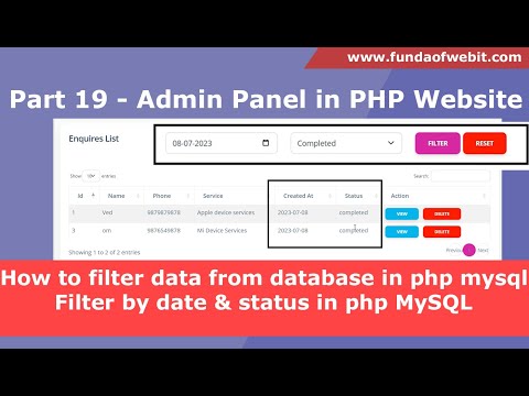 Part 19 - How to filter data from database in php mysql | Filter by date & status in php MySQL