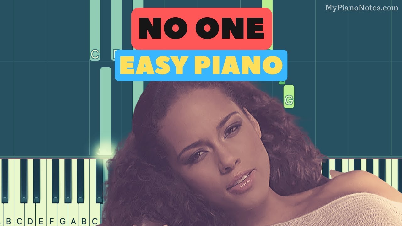 No One (Alicia Keys) - Piano Tutorial with Letter Notes & Piano Chords ...