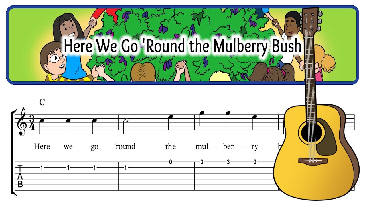 Here We Go 'Round the Mulberry Bush - Easy Children’s Guitar Sheet ...