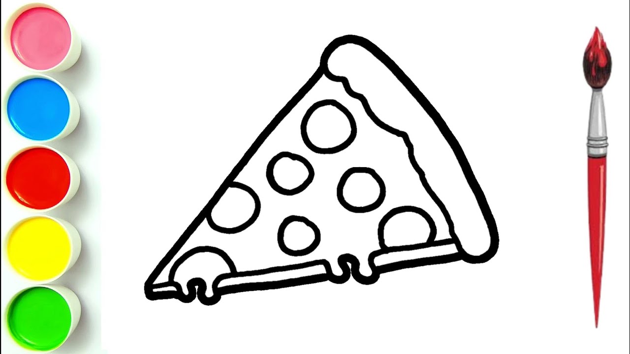 Pizza drawing colouring and painting for toddlers🍕easy pizza drawing ...