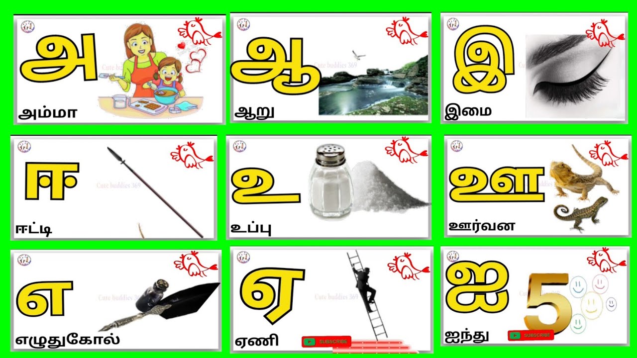 Tamil alphabet learning|a aa e ee|தமிழ் உயிர் எழுத்துக்கள்|அஆஇஈ ...