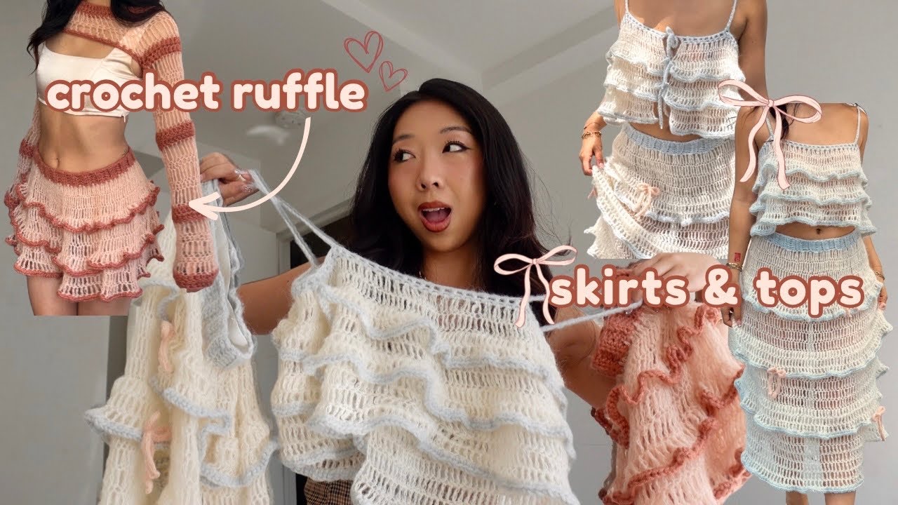 crocheting coquette ruffle skirts & tops ⋆𐙚₊ (with written pattern ...