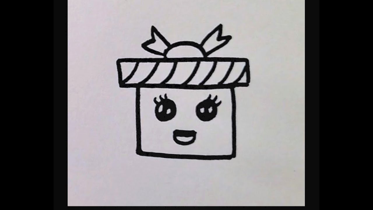 How to draw a cute gift box drawing for kids - YouTube