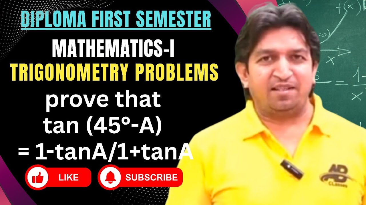 prove that tan (45°-A) = 1-tanA/1+tanA || solution of tan (45-A) = 1 ...
