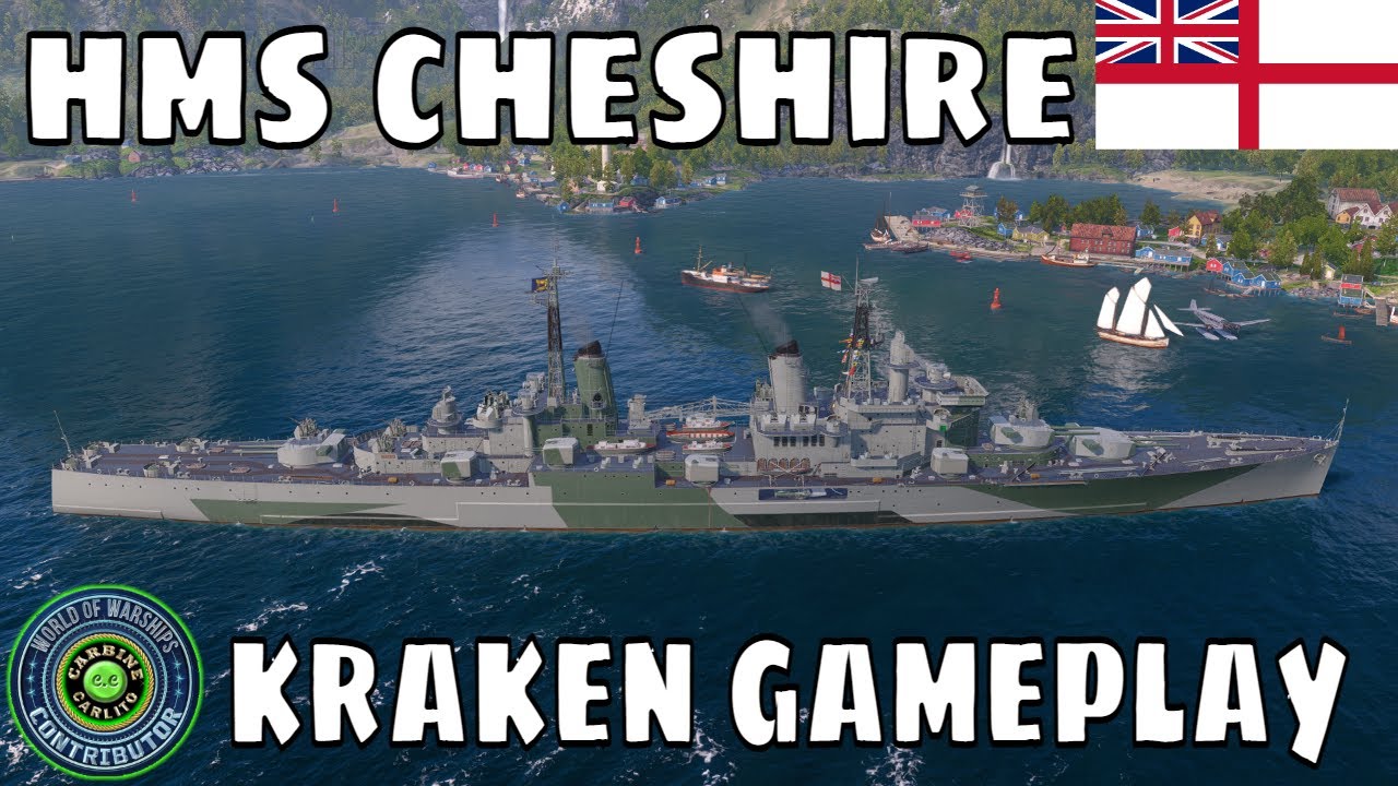HMS Cheshire Royal Navy Heavy Cruiser World of Warships Wows Gameplay ...