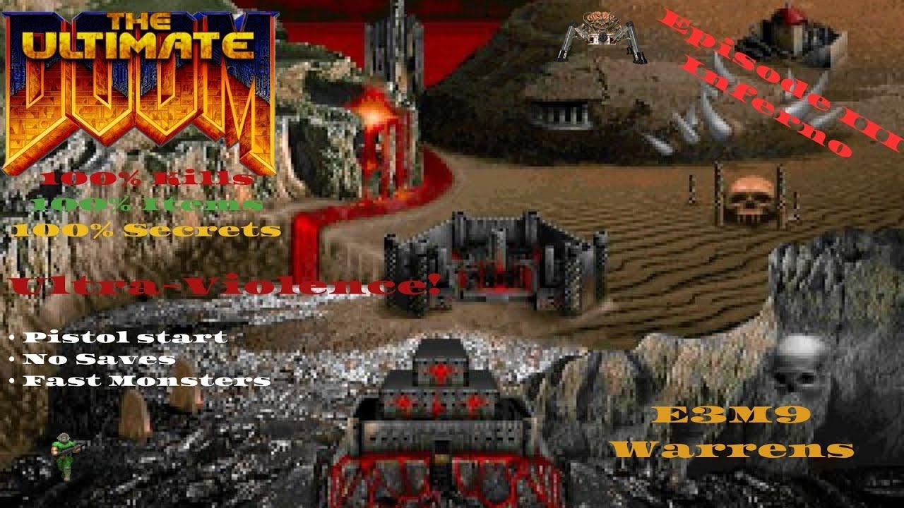 Doom (The Ultimate Doom) 100% Playtrough, Ultra Violence + Fast monster ...