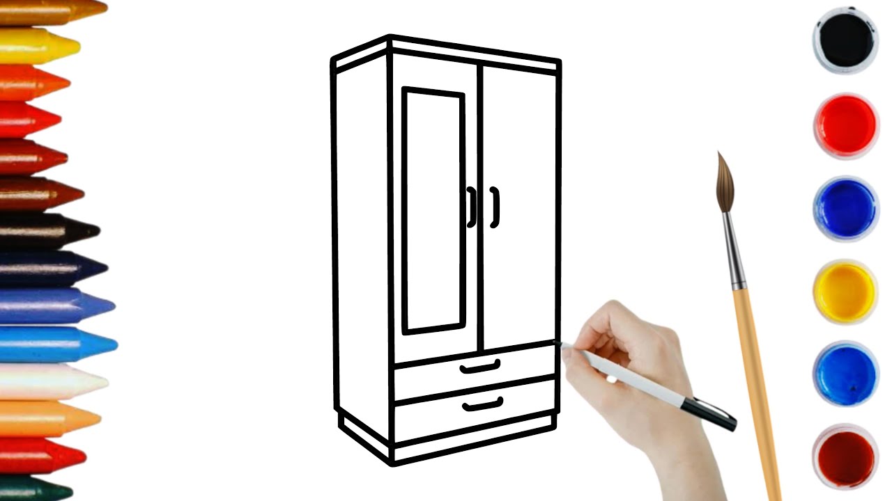 Drawing Almari, Chair and Table for Kids very simple | Step by step ...