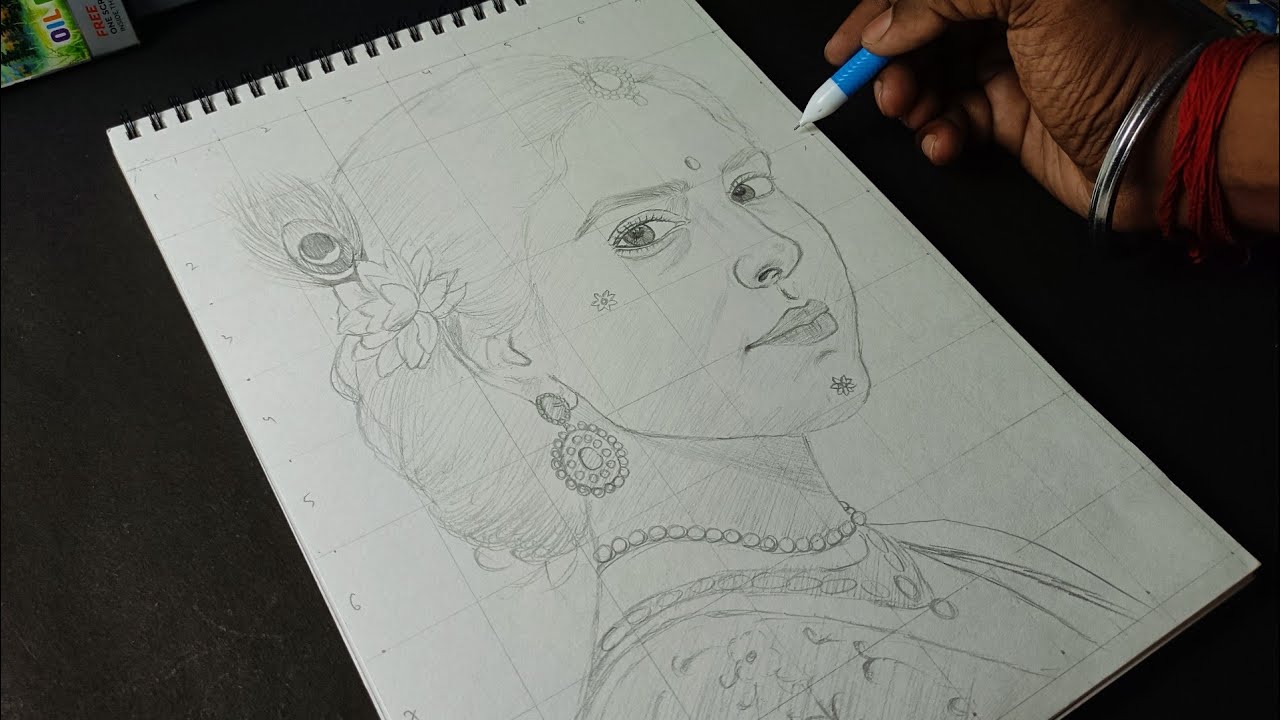 Radha Astami drawing, Radha Rani Drawing, How to draw Radha Rani ...