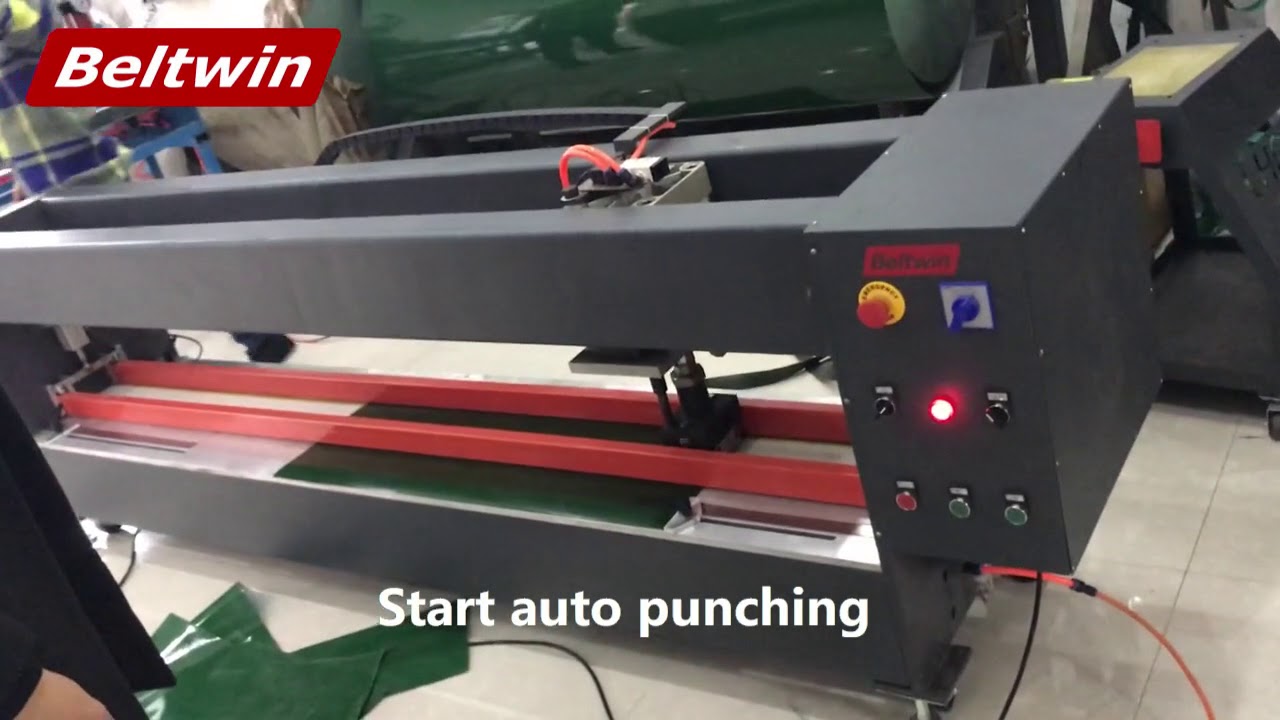 Beltwin automatic conveyor belt pvc belt finger punch machine - YouTube