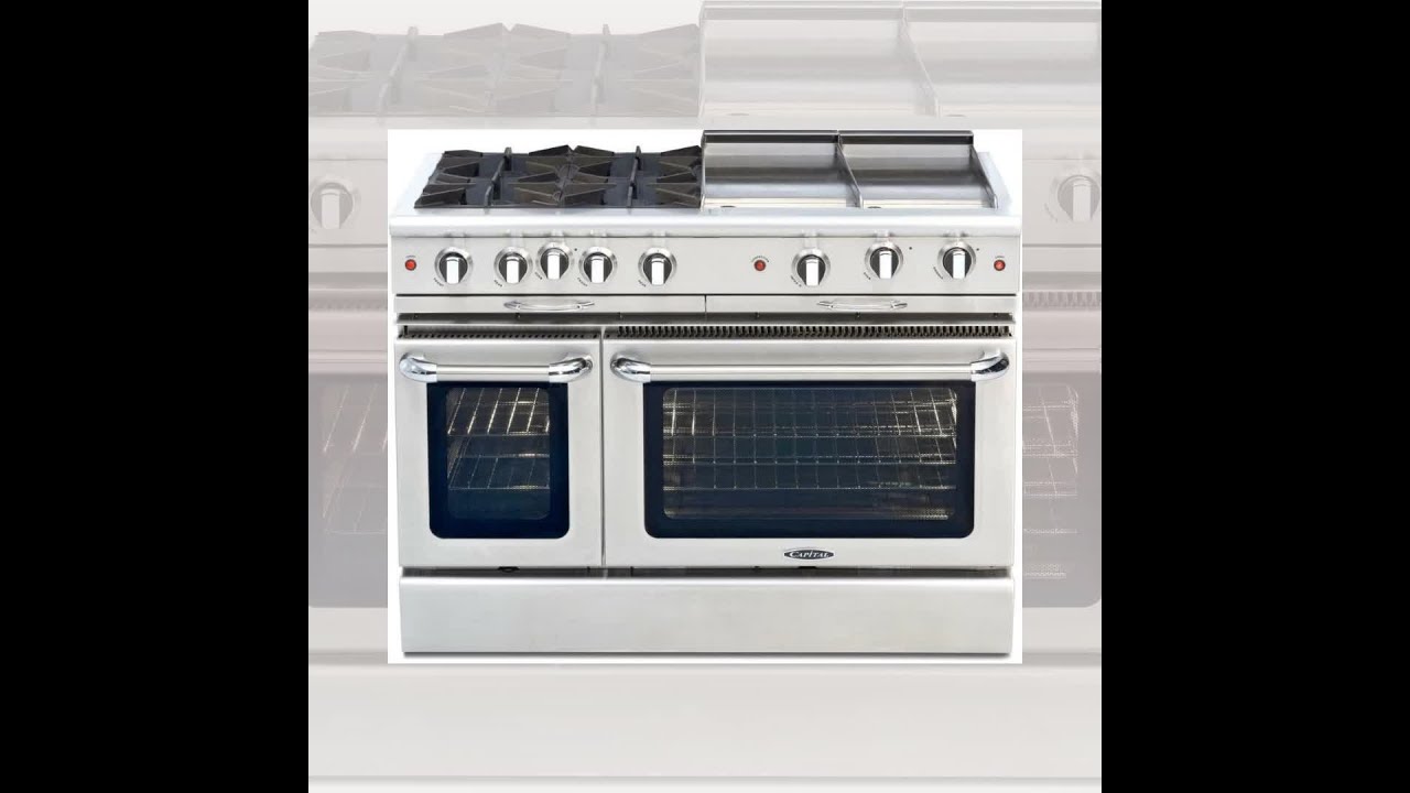 Capital Cooking 48" Gas Range 4 Open Burners Double Oven 6.9 Cu. Ft ...