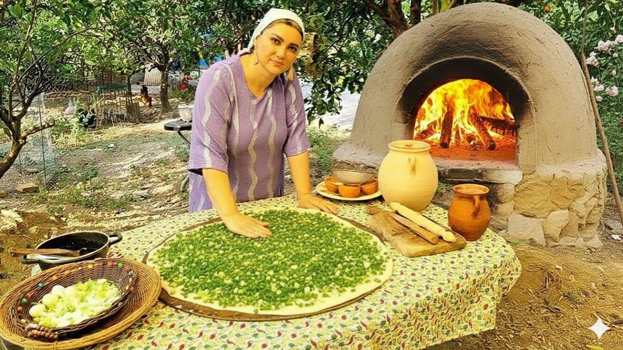 My Cozy Village Kitchen | Wood-Fired Green Onion Bread 🧅 - YouTube