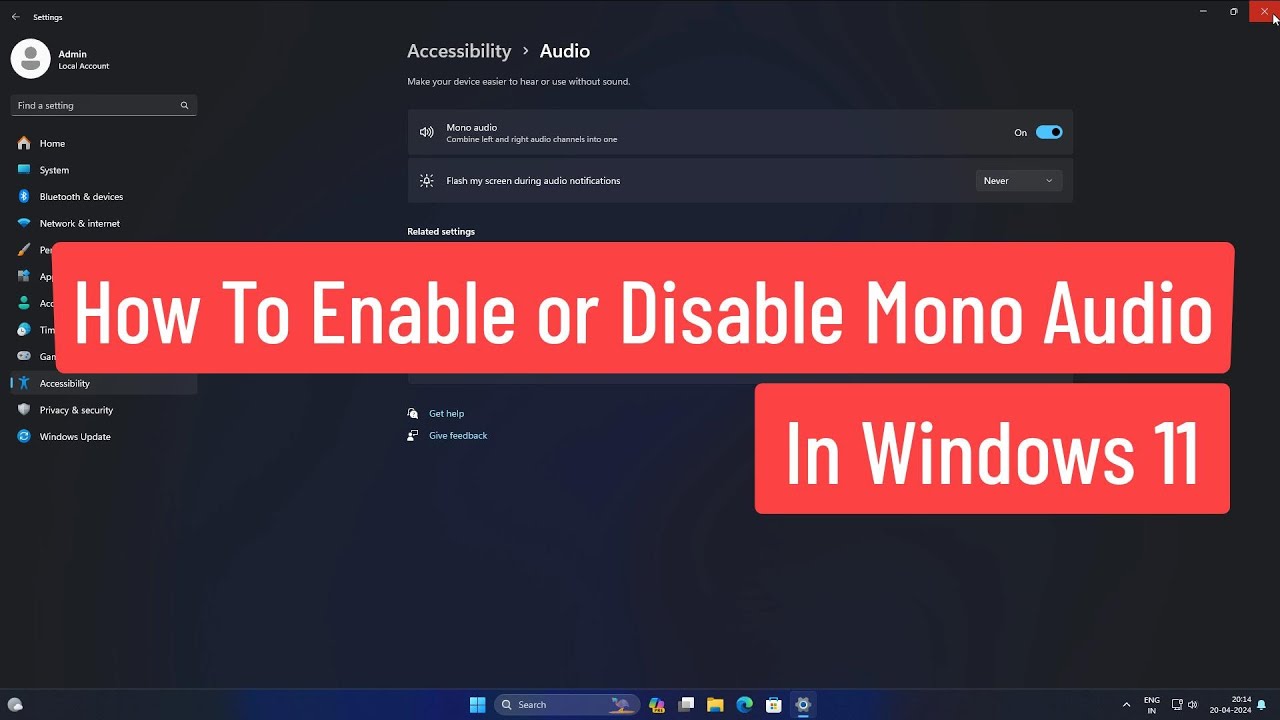 How to Enable or Disable Mono Audio In Windows 11 - YouTube
