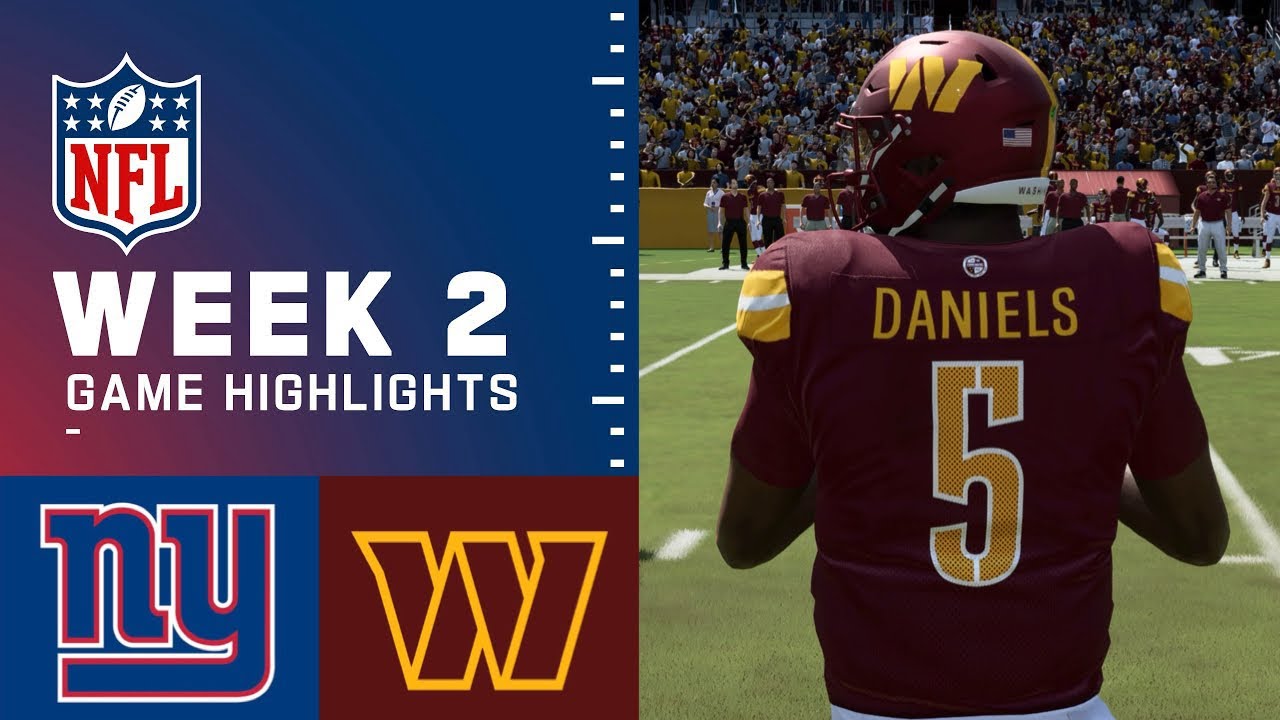 Giants vs Commanders Week 2 Simulation Highlights | Madden 25 Rosters ...