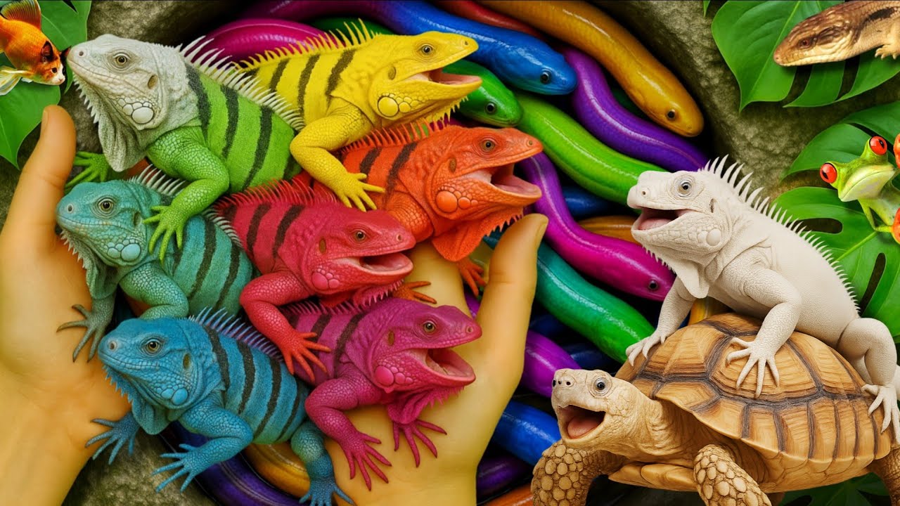 Catch beautiful colorful Iguana, Sulcata Tortoise, Bullfrog, Rainbow ...
