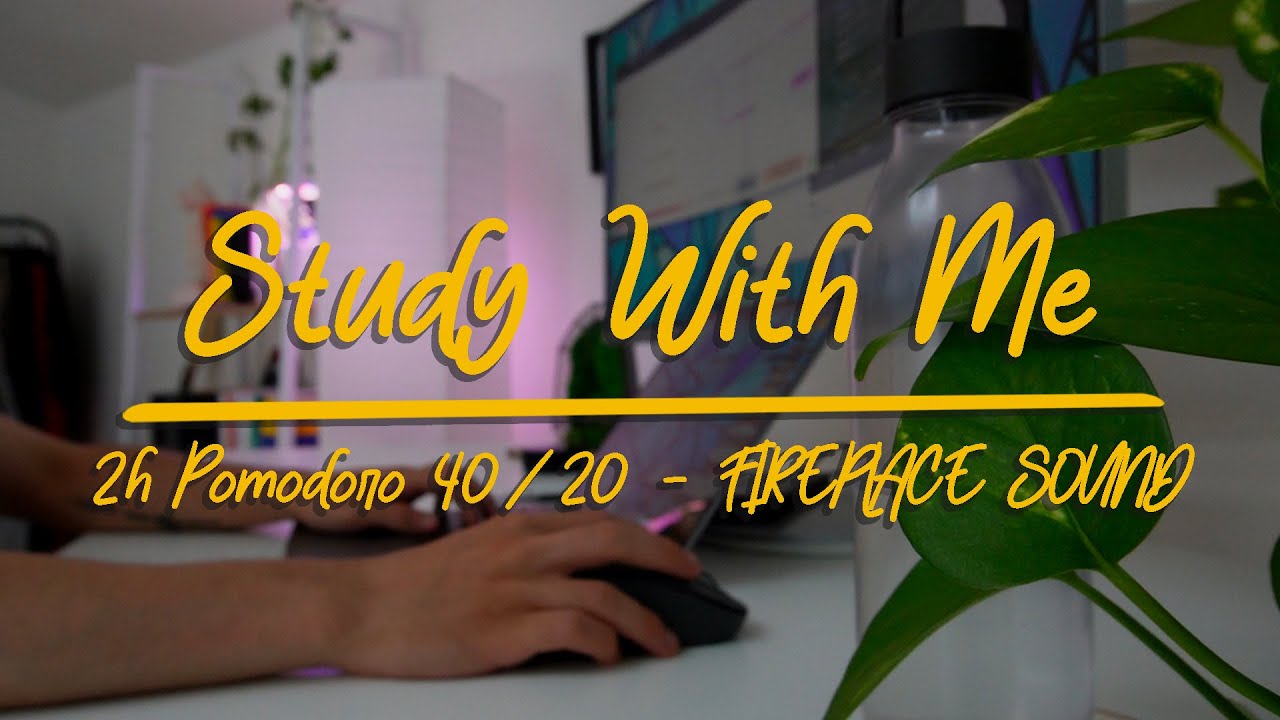 2H STUDY WITH ME | Pomodoro Timer 40/20🍅 | [No Music] FIREPLACE ...