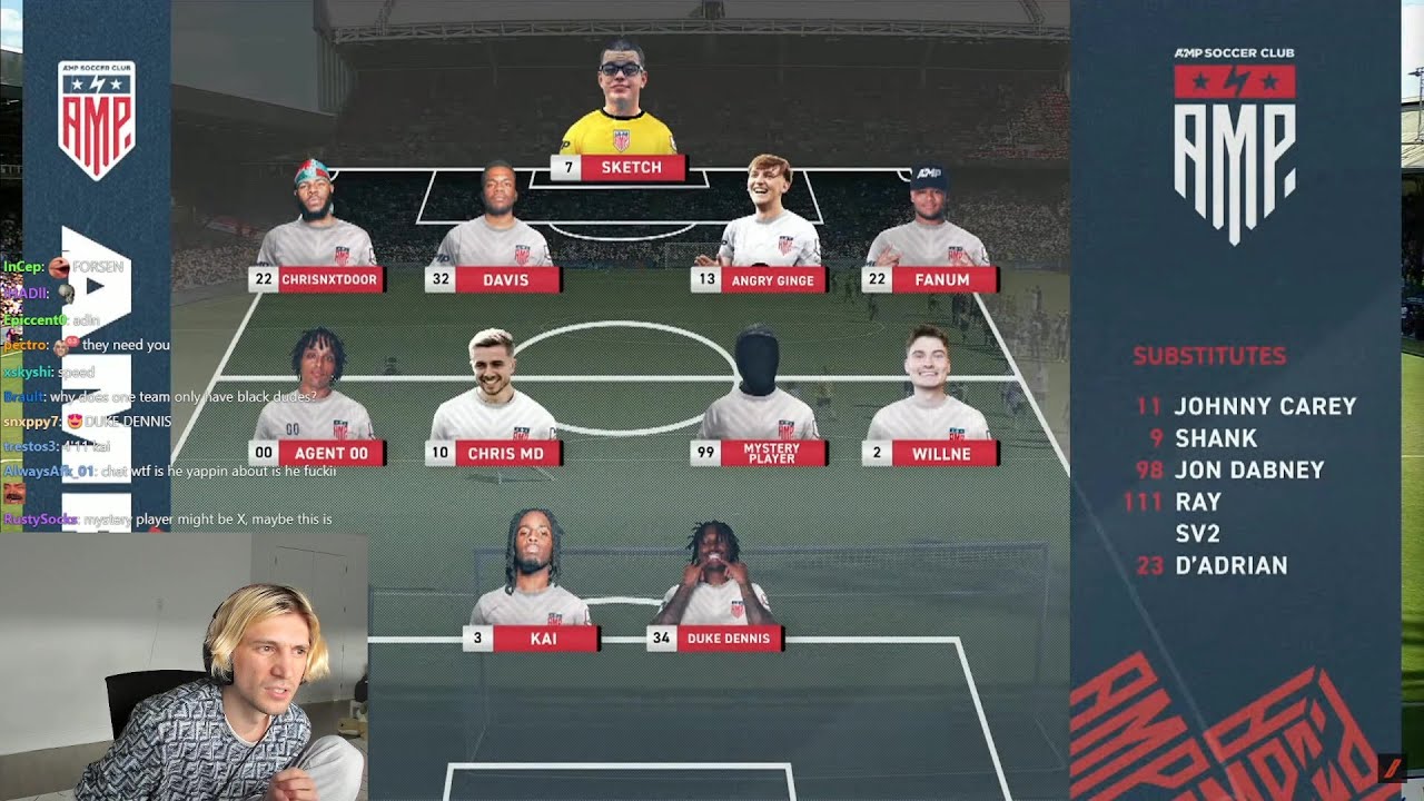 xQc reacts to Beta Squad vs AMP Football Lineup - YouTube