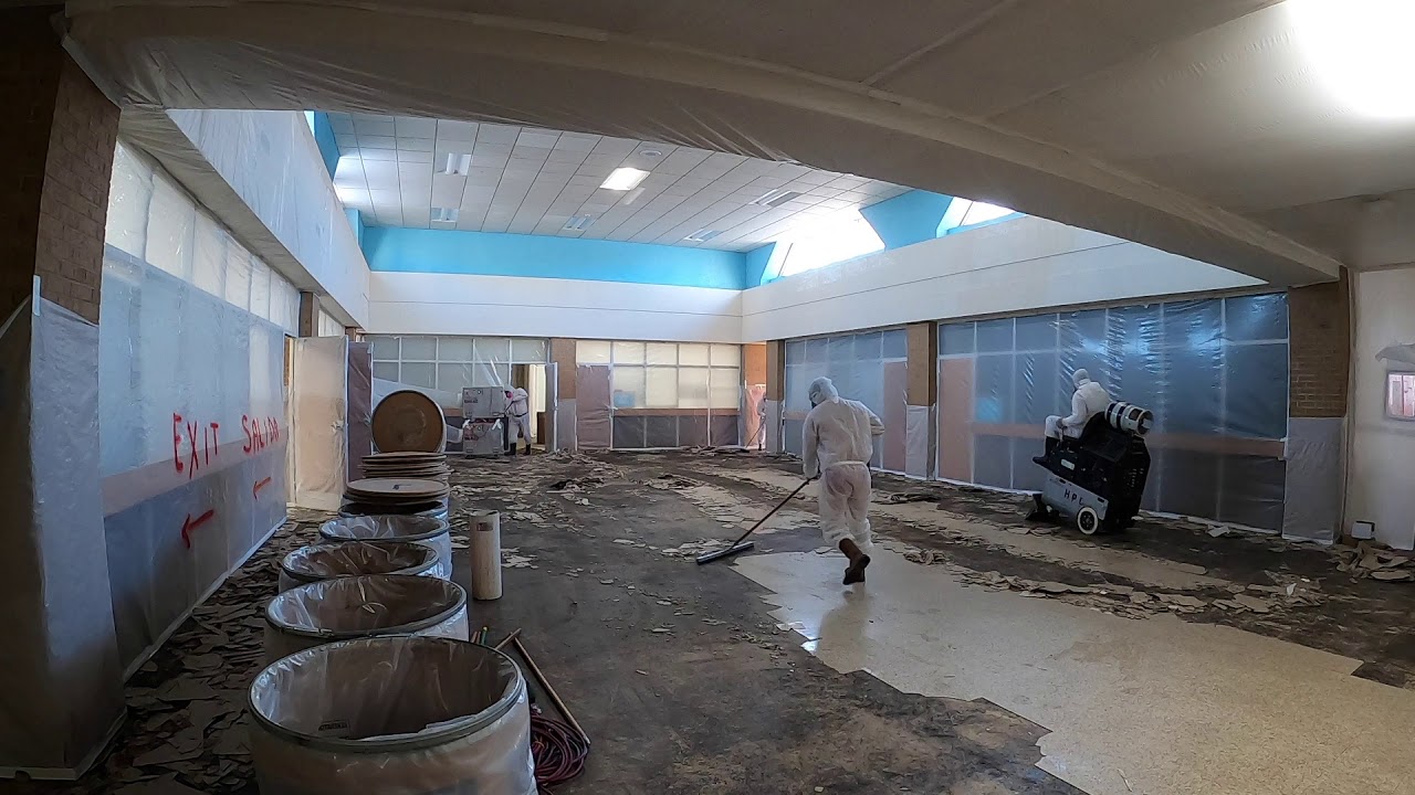 Asbestos Floor tile and mastic removal - YouTube