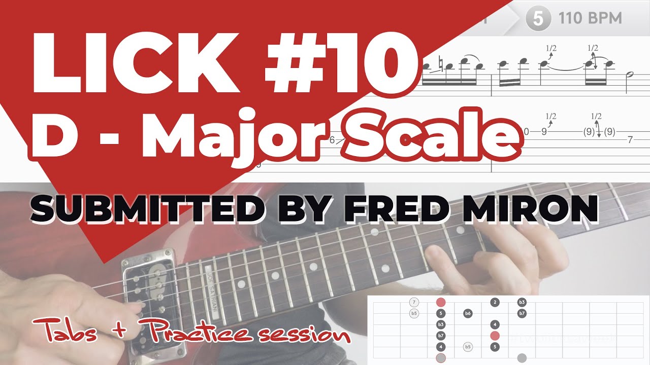 Guitar Lick #10 - D - Major lick by Fred Miron - YouTube