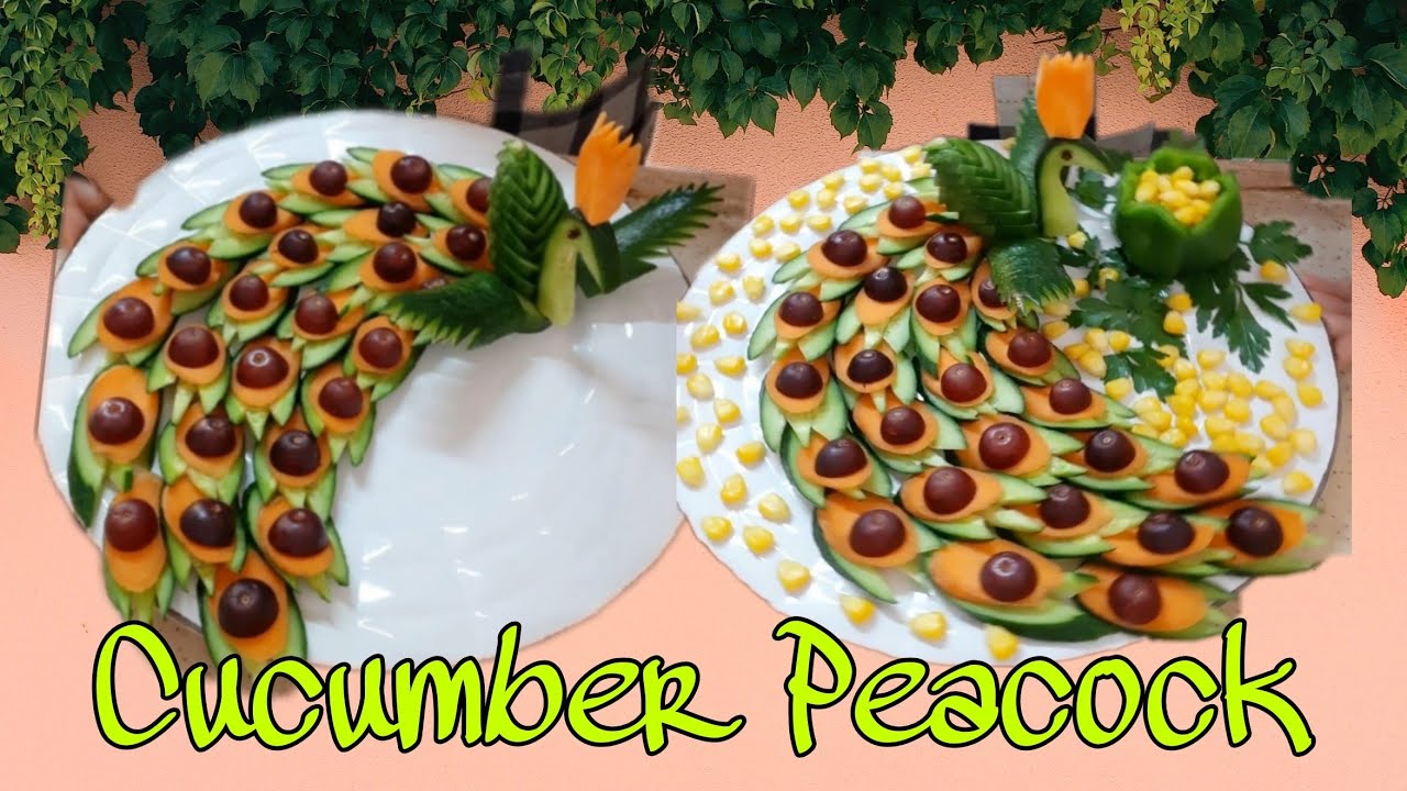 How To Make Cucumber Peacock/Food Decorations/Vegetable Carving ...