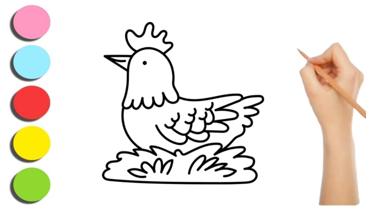 Hen Drawing, Painting & Coloring for Kids & Toddlers | Hen Drawing ...