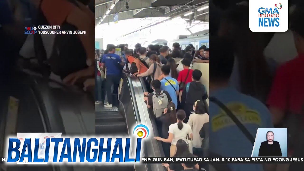 Platform ng MRT-3 Cubao Station, napuno ng mga nagsisiksikang pasahero ...