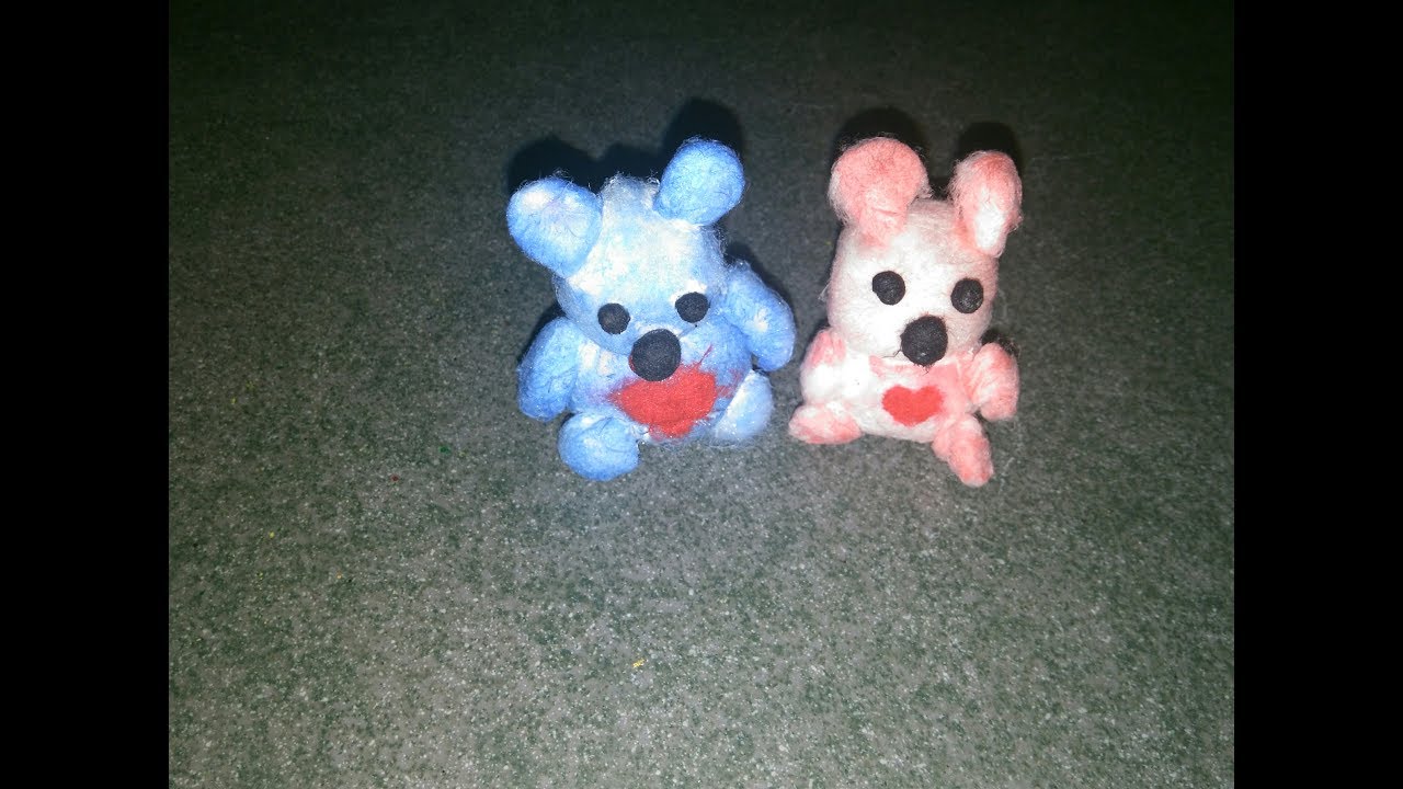 How to make teddy from cotton - YouTube