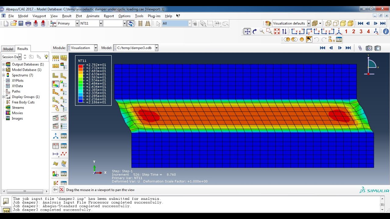 Simulation Viscoelastic Damper Under Cyclic Loading Abaqus Youtube