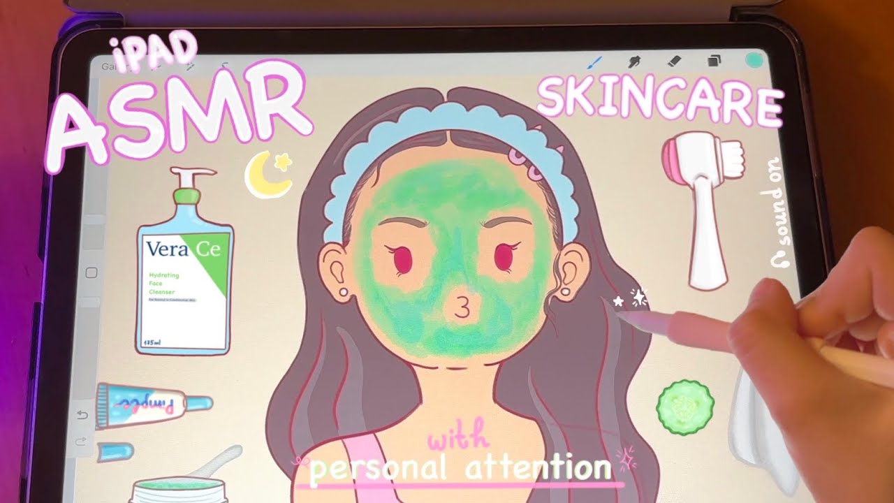 iPad ASMR| Whispered Skincare Roleplay Drawing Sounds & Triggers to ...