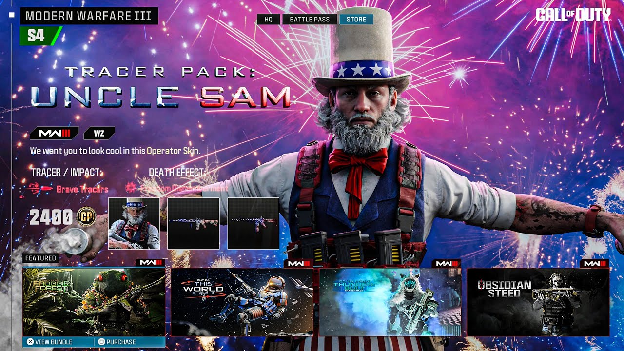 TRACER PACK: UNCLE SAM BUNDLE SHOWCASE - SEASON 4 RELOADED - MW3 - YouTube