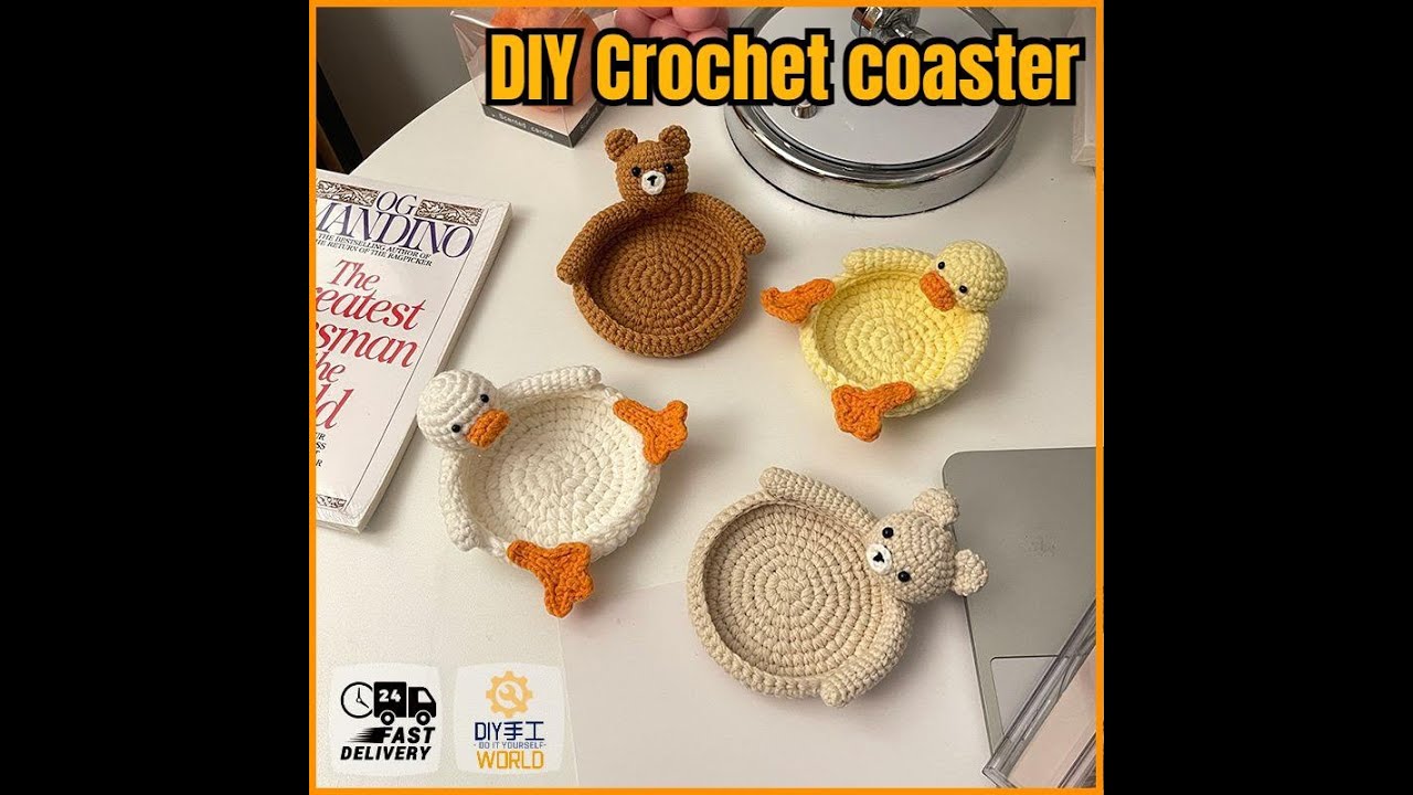 Handmade woven DIY material set Crochet coaster Wool crochet - YouTube