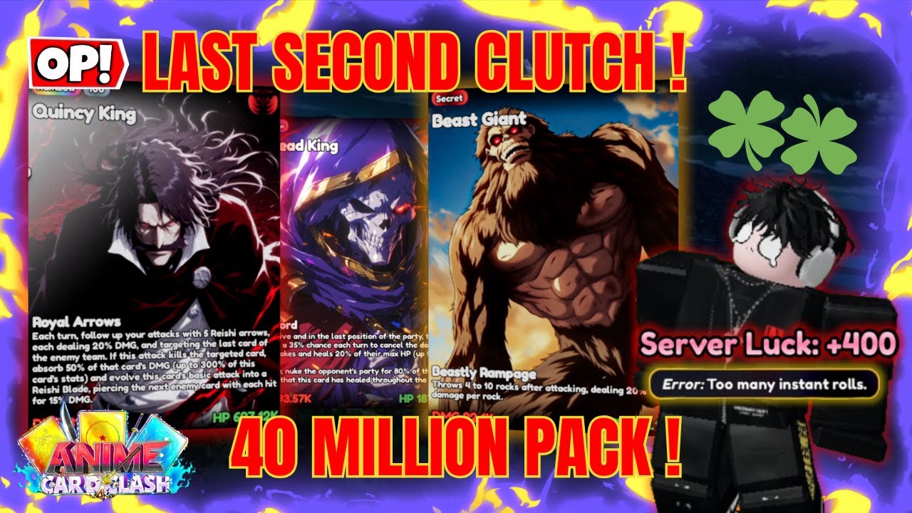 INSANE🍀MAX LUCK SERVER RESULTS!! WITH 40M CARD PACKS! In Anime Card ...