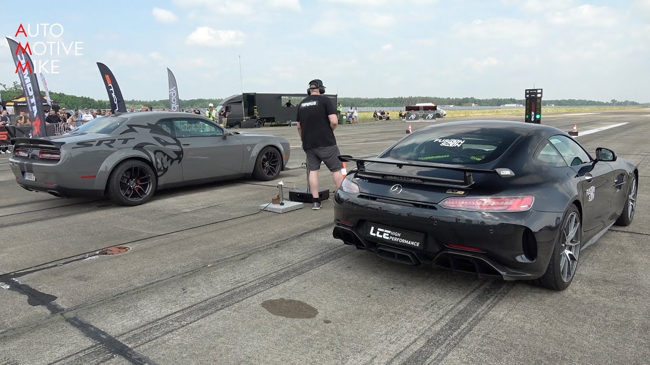 Dodge Challenger SRT Hellcat vs 800HP LCE Performance Mercedes-AMG GT R ...