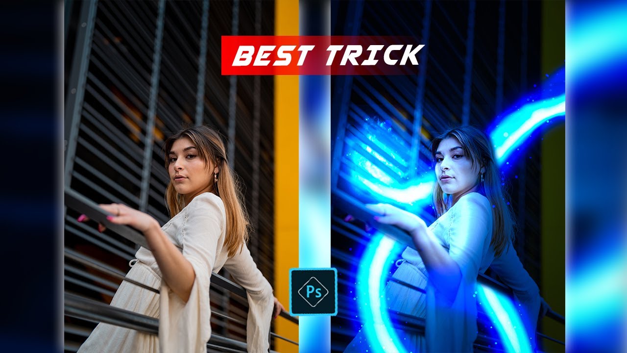 Blue light effect manipulation in Photoshop|| light effect editing ...