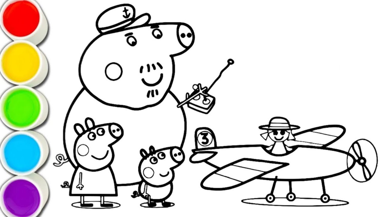 Captain Daddy pig testing new private Jet with Peppa pig & George pig ...
