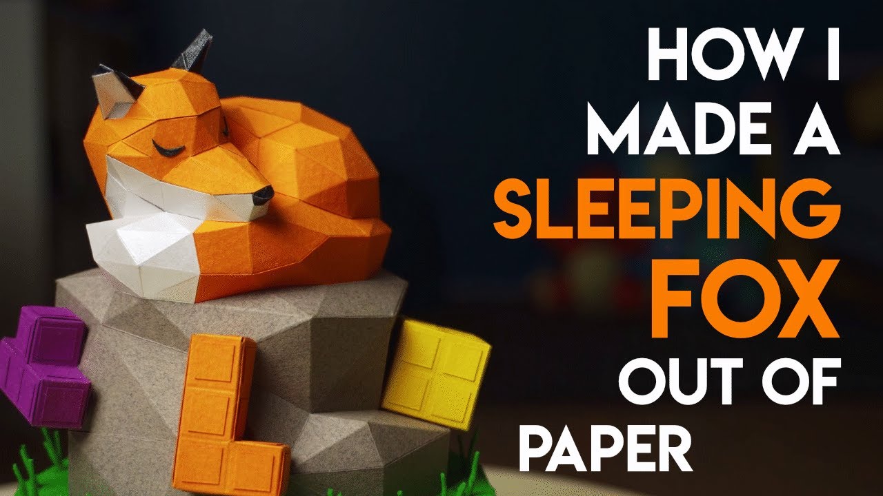 Papercraft - Building a sleeping fox out of paper - YouTube