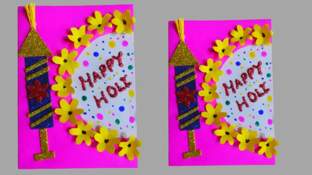 How to make Holi Card |Holi Greeting Card |Holi Card Making Ideas ...