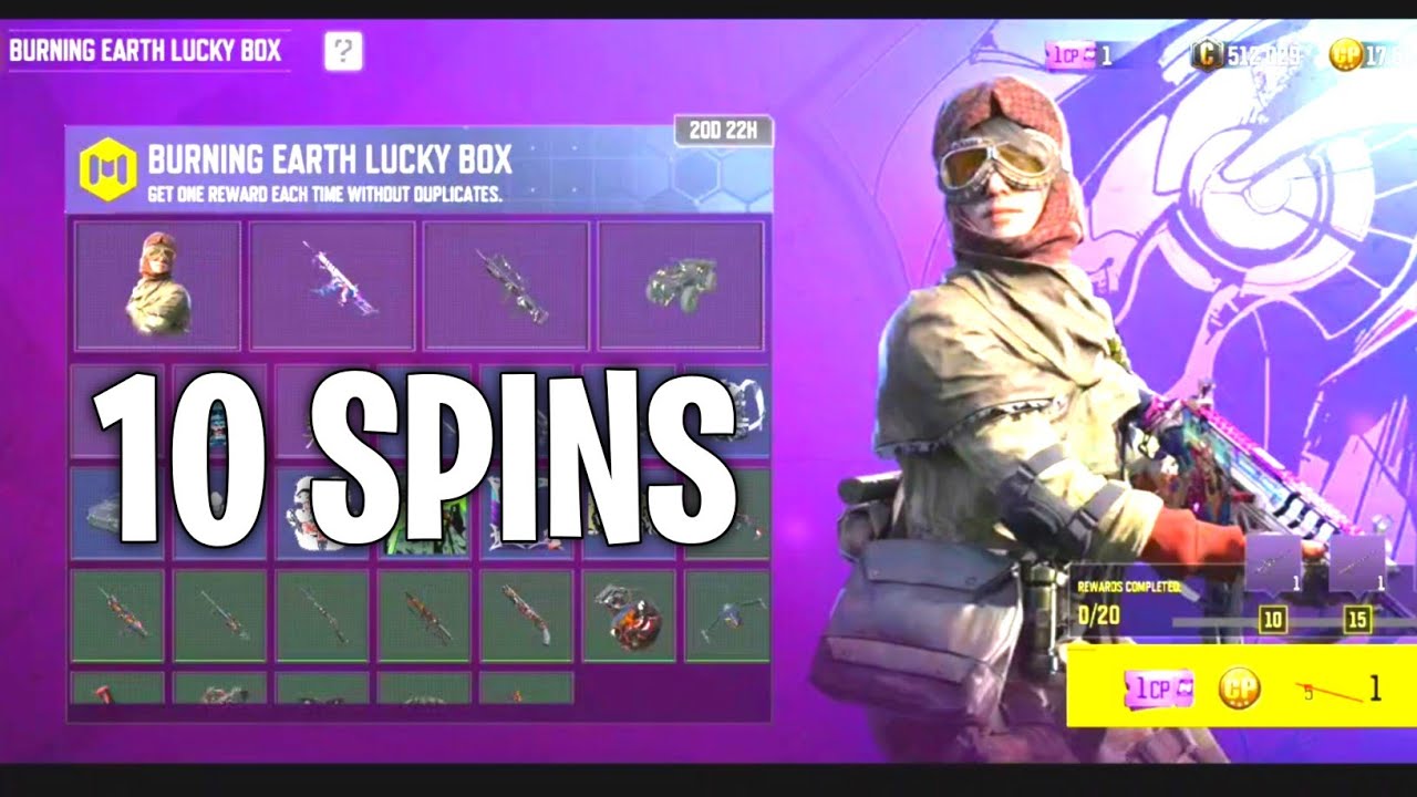 10 SPINS ON BURNING EARTH LUCKY BOX CODM SEASON 6 COD MOBILE S6 CALL OF ...