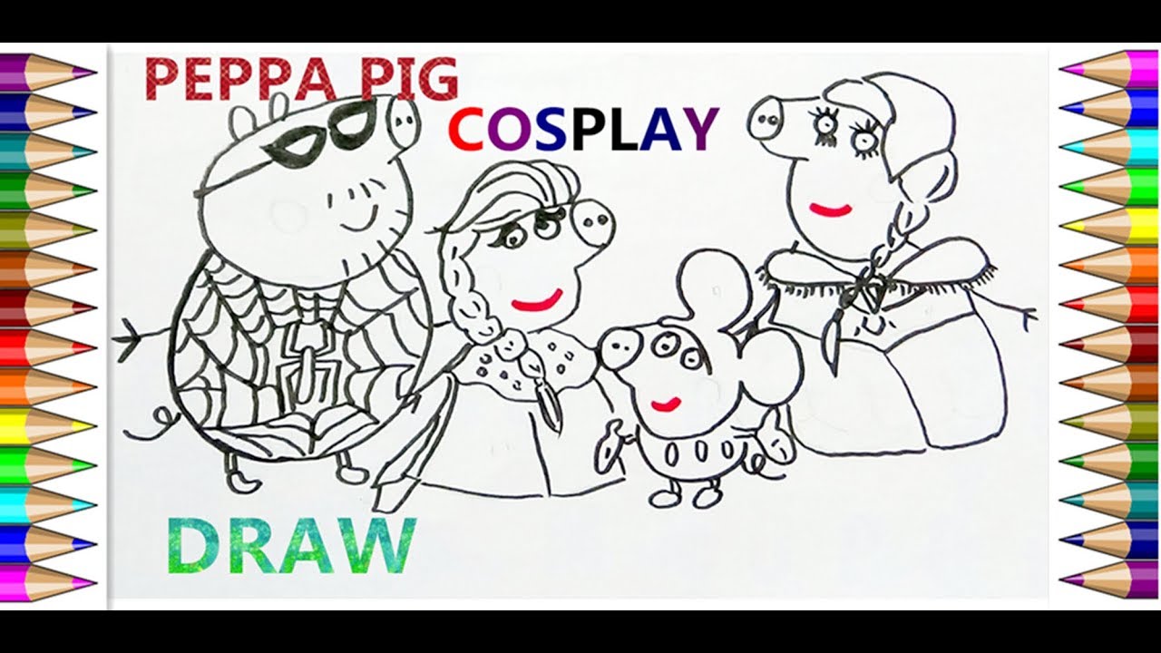 Biba KidsTv - How to Draw Peppa Pig Cosplay Party, Spiderman, Elsa ...