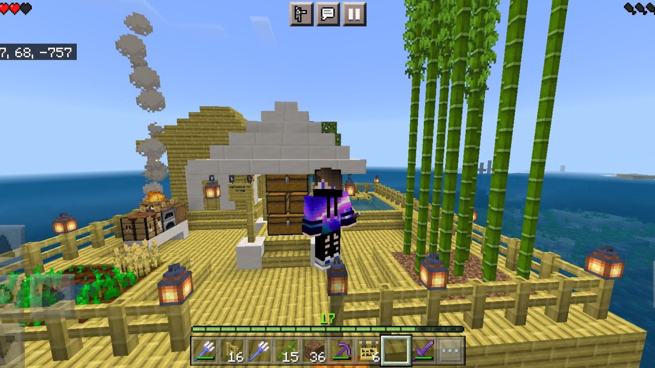 bamboo house minecraft tutorial in mobile !mincraft me bamboo se kya ...