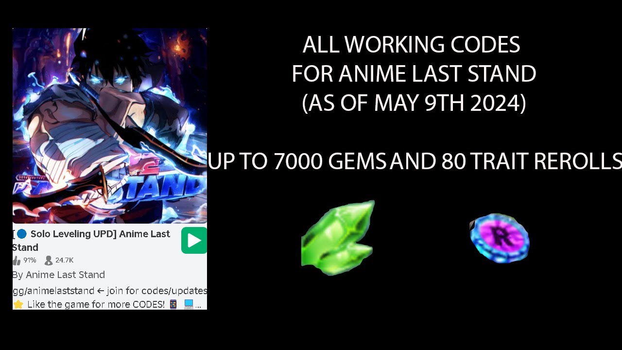ALL WORKING ANIME LAST STAND CODES FREE GEMS AND REROLL TOKENS (UPDATED ...