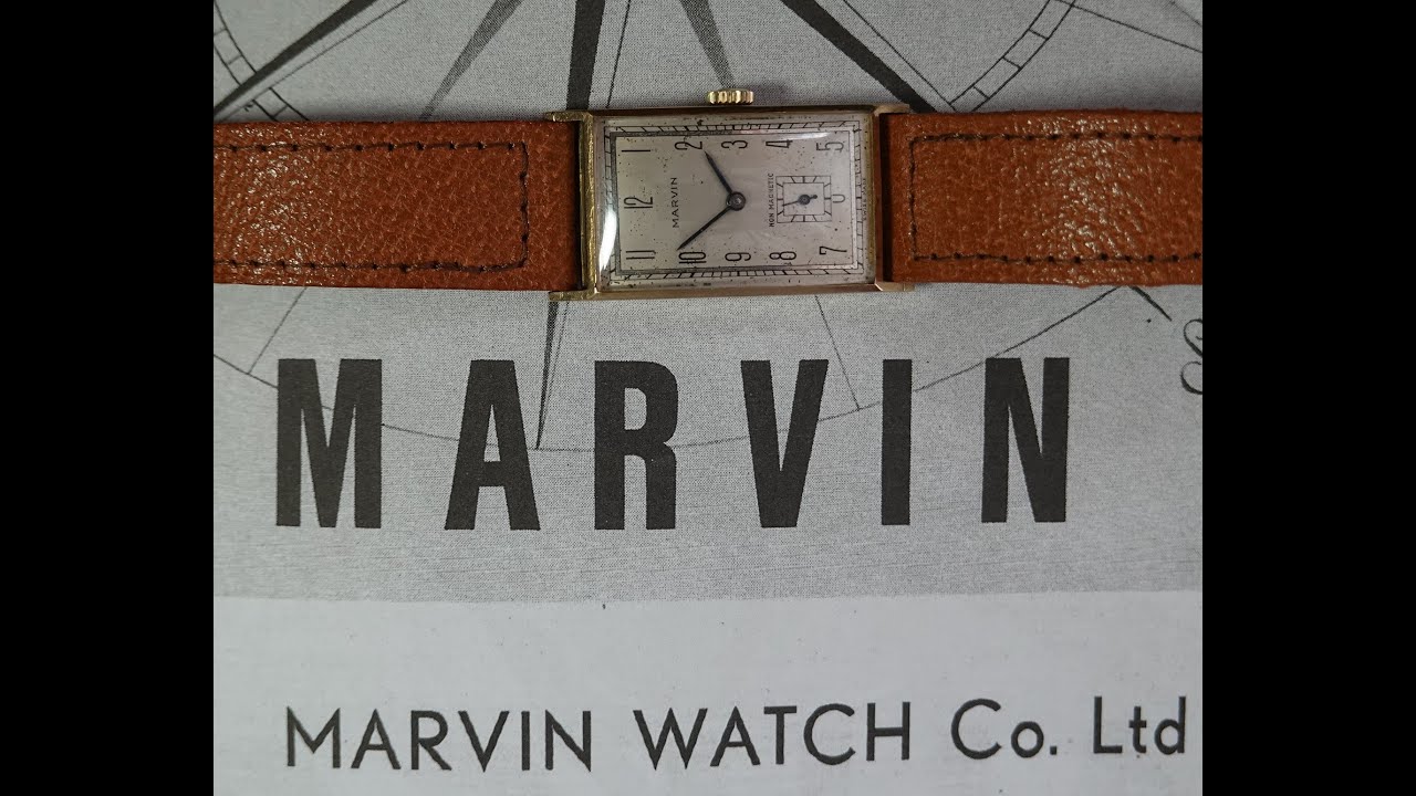 1938 Marvin 9k Gold rectangular cased art deco men's vintage watch ...