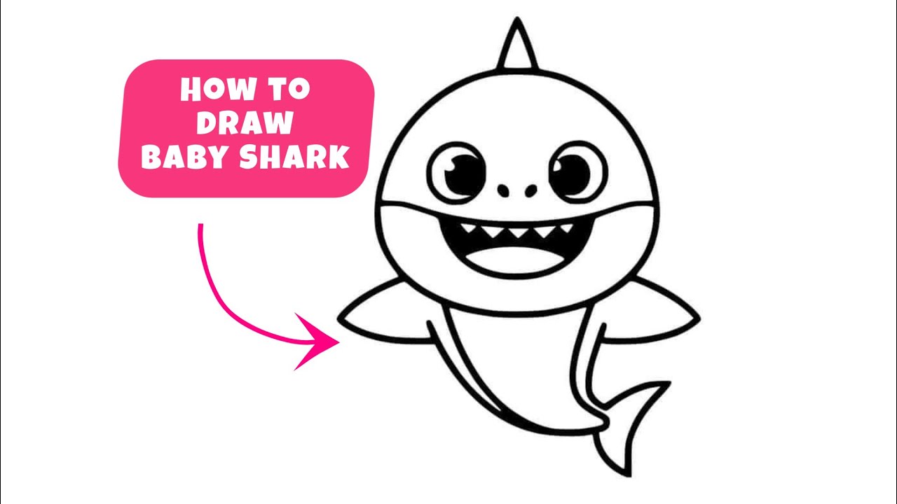 How to draw Baby Shark Easy! Step by step for beginners - YouTube