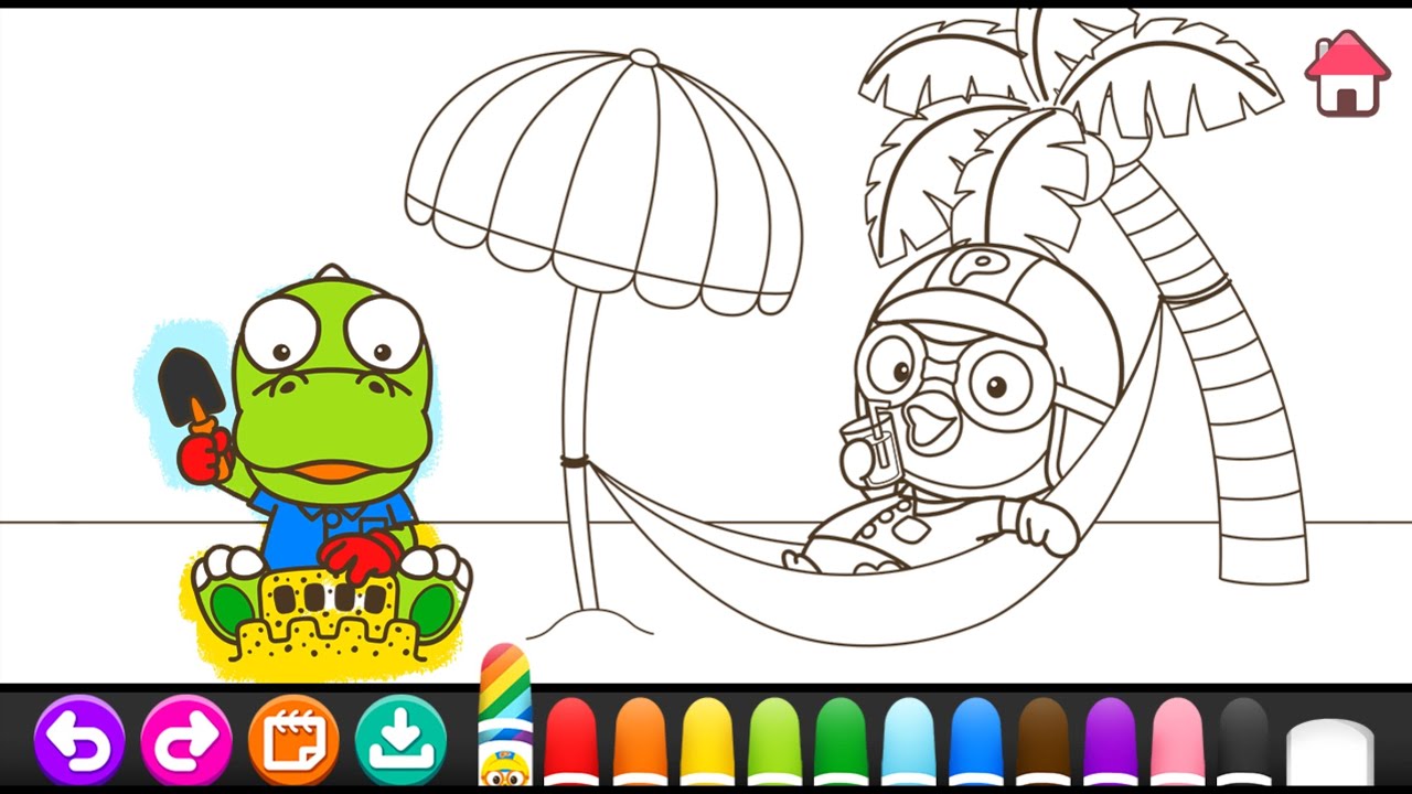 05 Mewarnai Pororo | Pororo Coloring Painting Drawing Art - YouTube