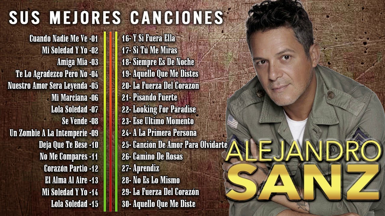 ALEJANDRO SANZ LO MEJOR DE LO MEJOR (30 GRANDES EXITOS) - ALEJANDRO SANZ EXITOS ROMANTICOS - YouTube